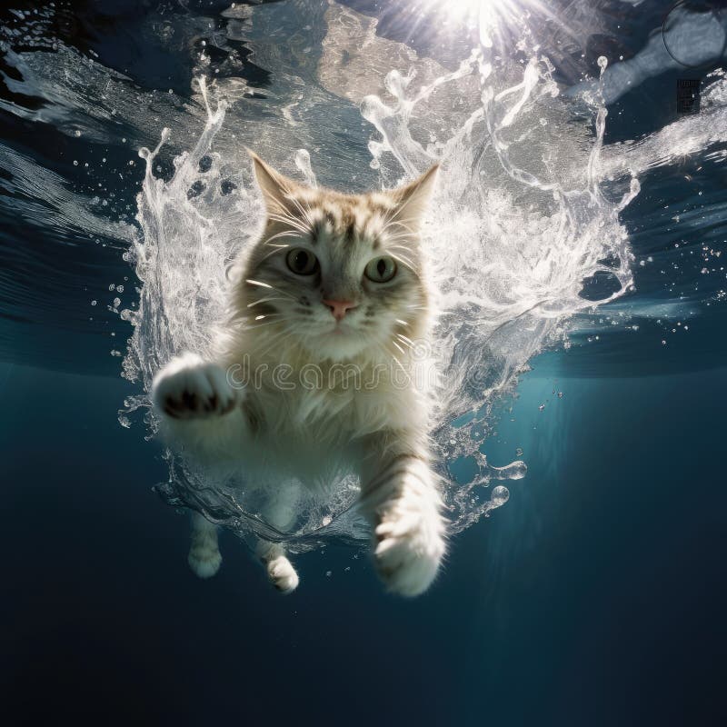 Cat Falling into the Water, Splash Stock Photo - Image of fresh, like ...