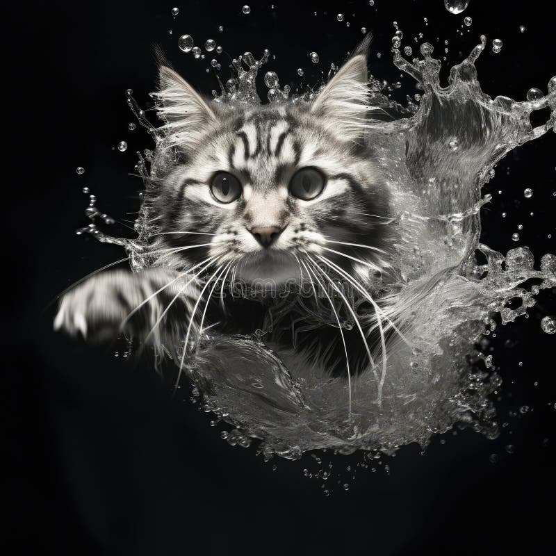 Cat Falling into the Water, Splash Stock Image - Image of spill ...