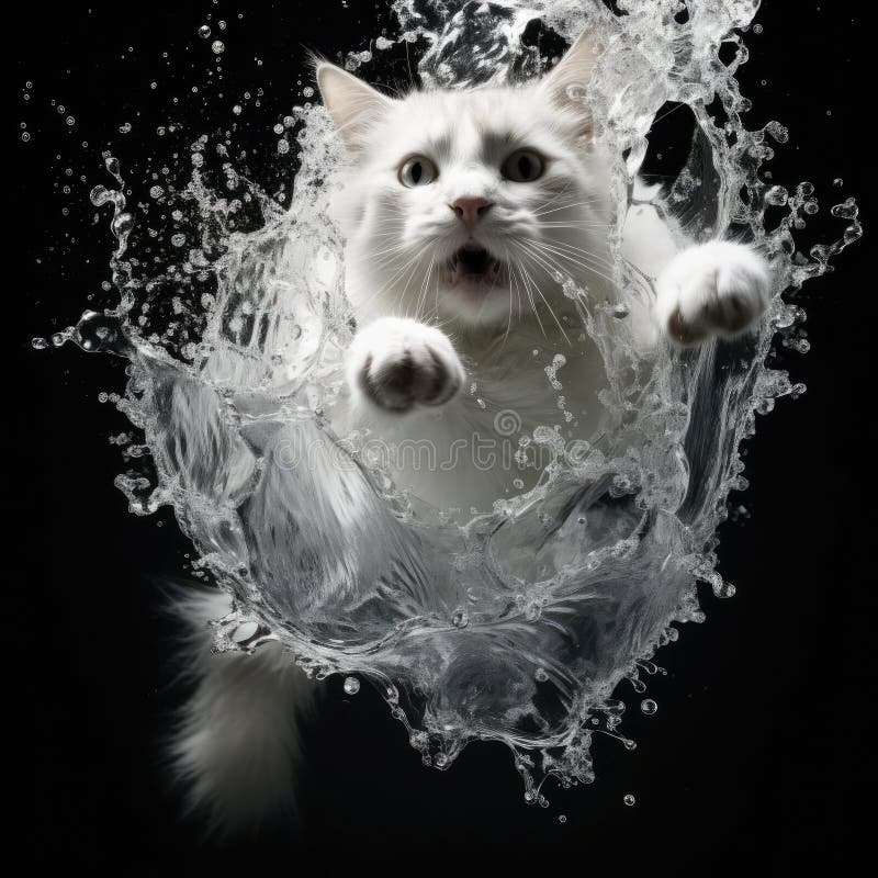 Cat Falling into the Water, Splash Stock Image - Image of kitty ...