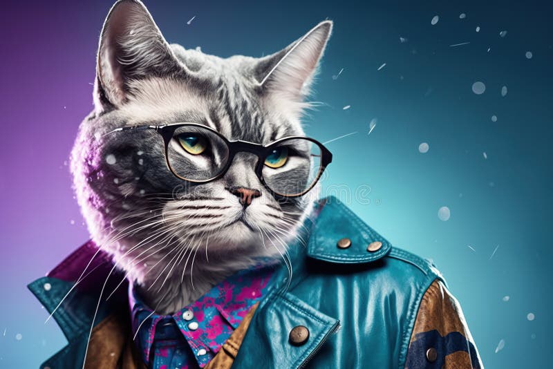 Cat in Fashion Clothes, Created with Generative AI Technology Stock ...