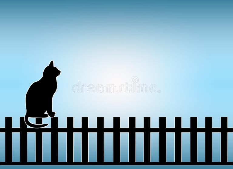 Cat Fence Silhouette Stock Illustrations – 295 Cat Fence Silhouette ...