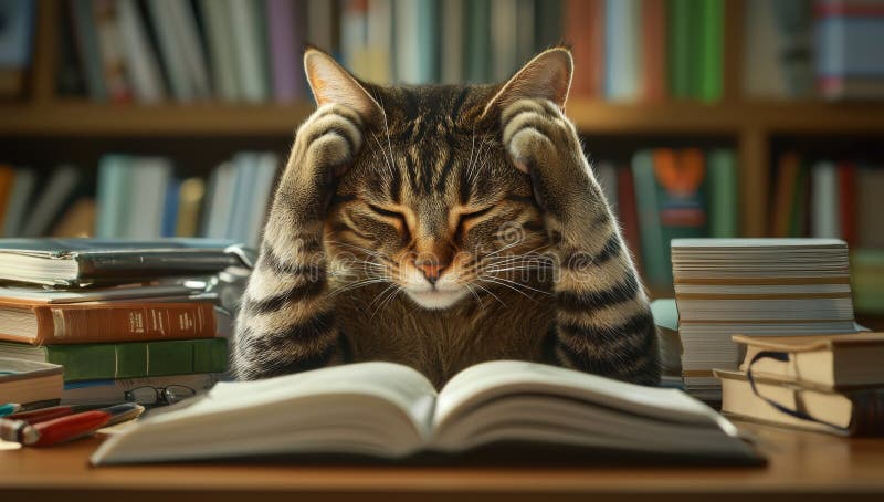 Cat Fighting Clutter on His Desk and Excessive Workload in Overburdened ...