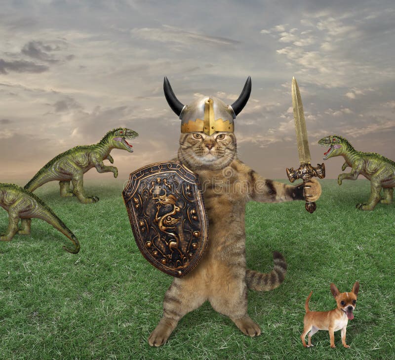Cat fights with dragons 2 stock photo. Image of herd - 145010354