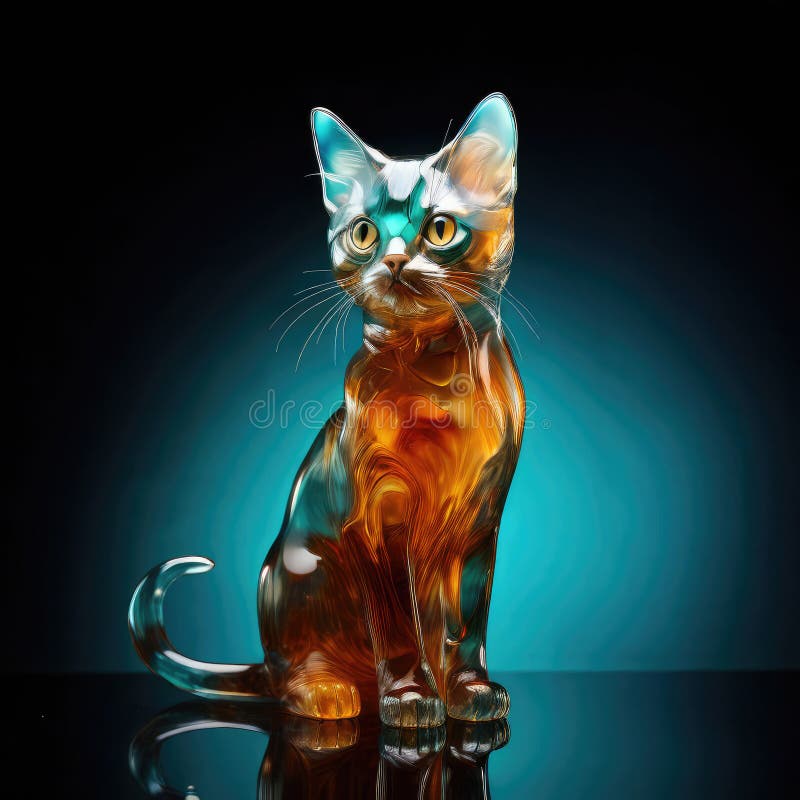 Cat Figure Made from Colorful Solidified Glass Stock Photo - Image of ...