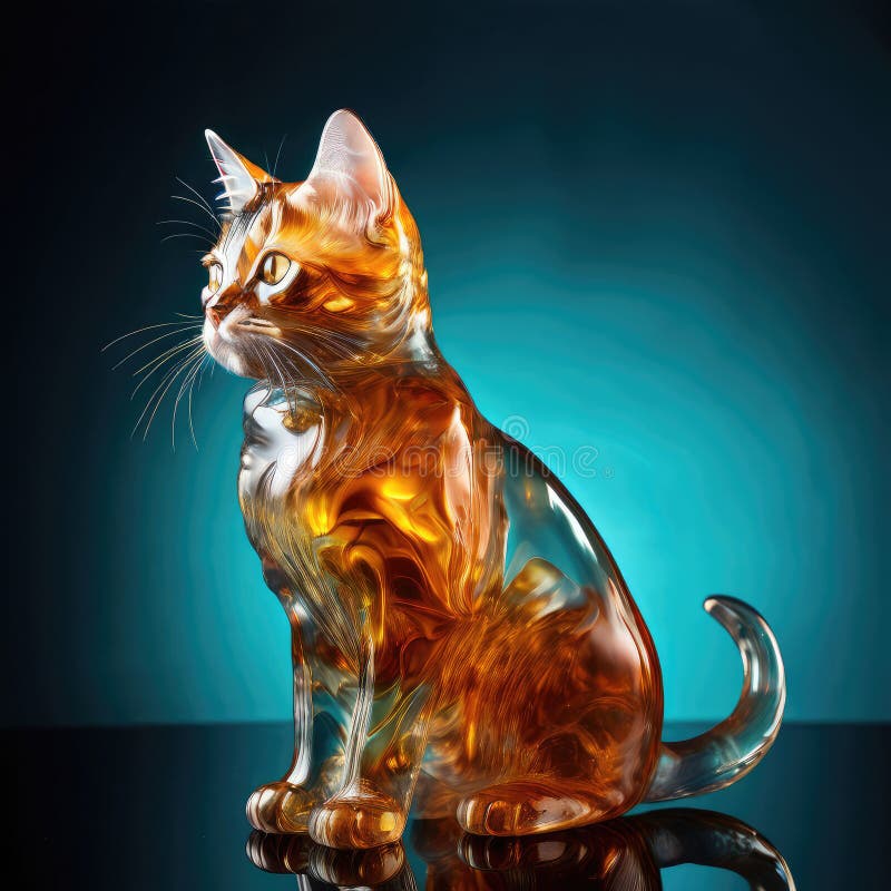 Cat Figure Made from Colorful Solidified Glass Stock Photo - Image of ...