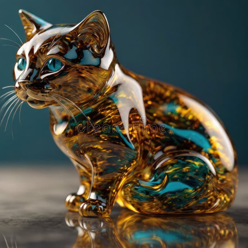 Cat Figure Made from Colorful Solidified Glass Stock Image - Image of ...