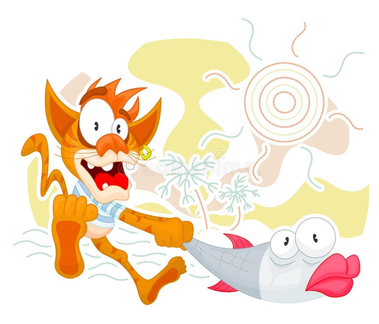 Cat Caught Big Fish Stock Illustrations – 5 Cat Caught Big Fish Stock ...