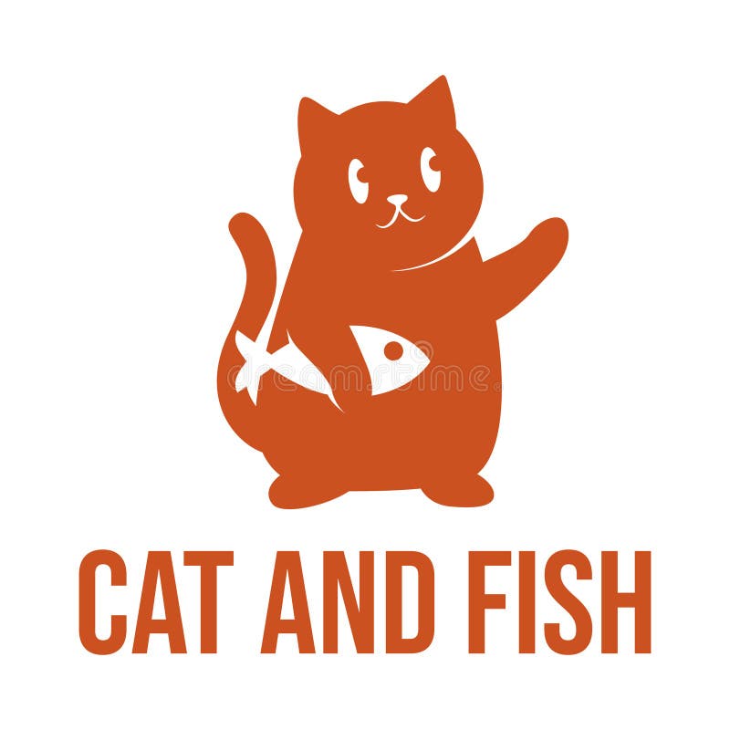 Cat and Fish Flat Minimalist Design Logo Stock Vector - Illustration of ...