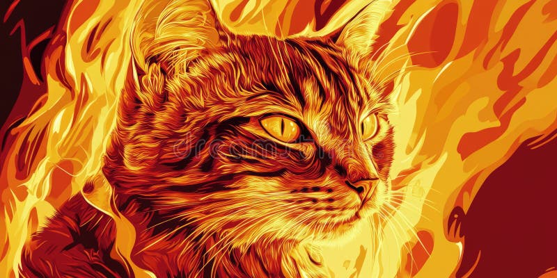 Cat in Flames stock photo. Image of wildlife, abstract - 362101702