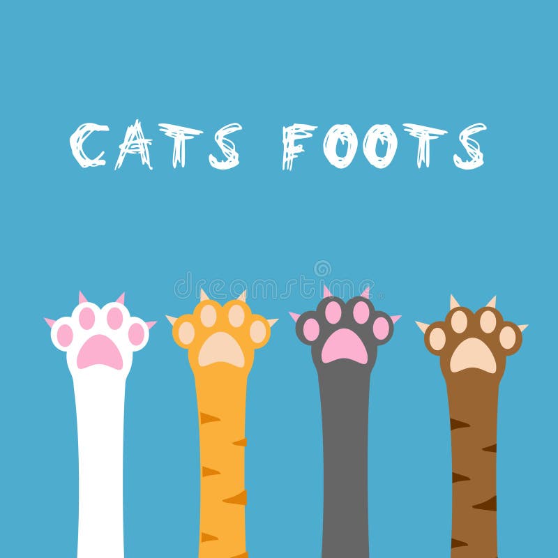 Cat Flat Design, Prints, Cartoon, Cute Cat Foot Wallpaper Stock Vector ...