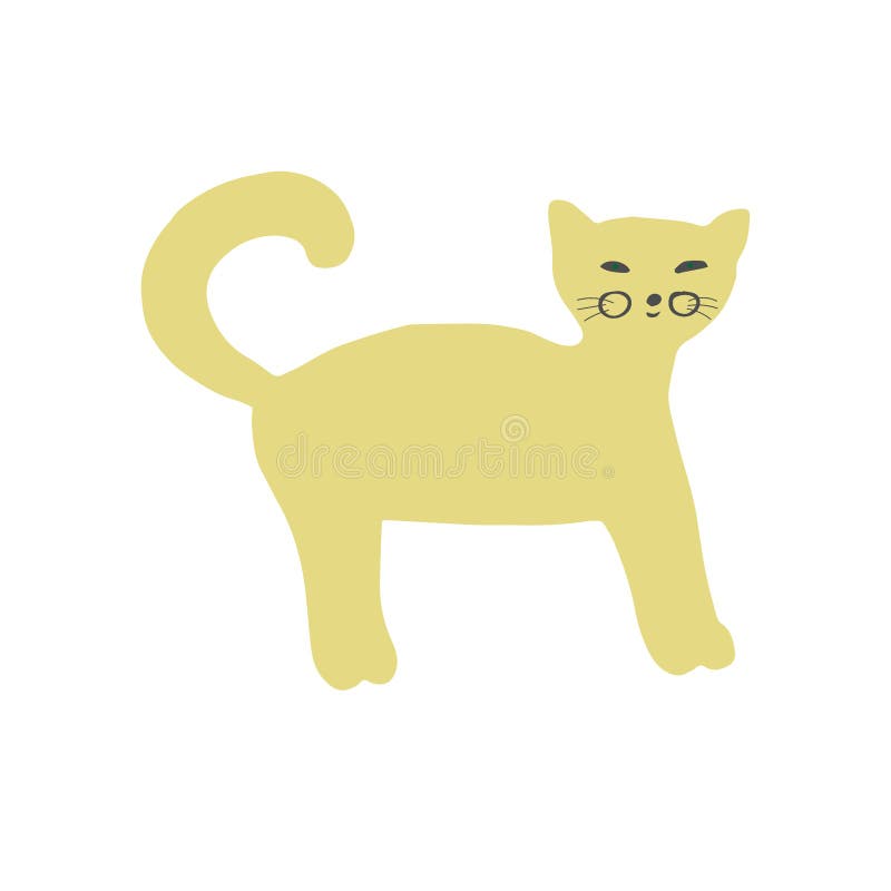 Cat, Flat Vector Illustration, Hand Drawing Stock Illustration ...