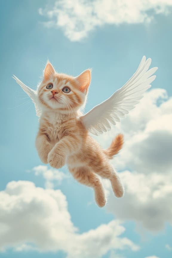 Cat in flight stock photo. Image of fantasy, imagination - 375802700