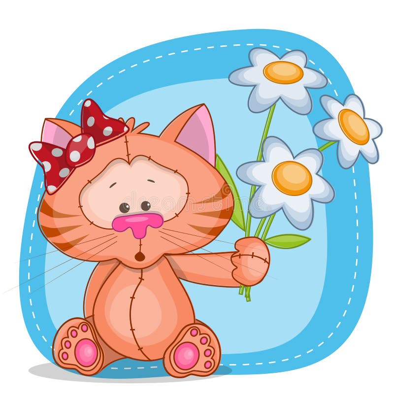 Funny Cat with Flowers - Vectorial Illustration Stock Vector ...