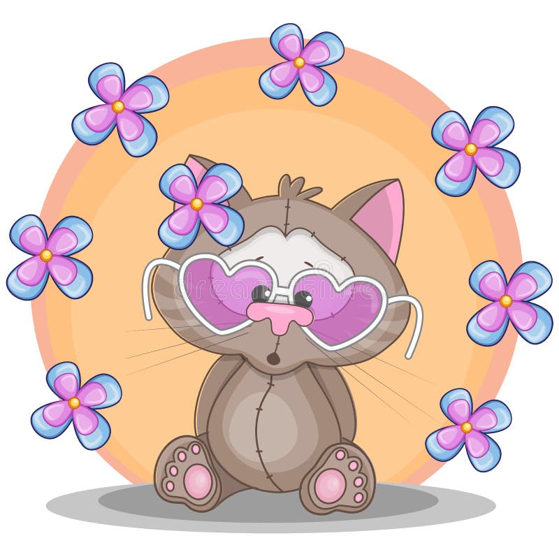 Cat with flowers stock vector. Illustration of holidays - 41893671