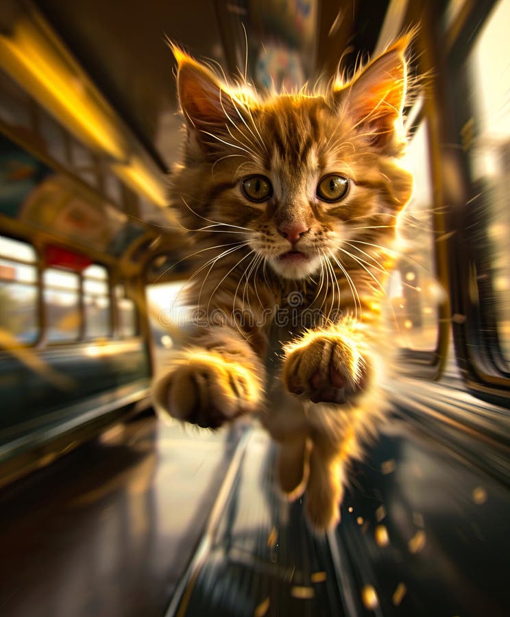 A Cat is Flying through the Air Stock Photo - Image of domestic, tabby ...