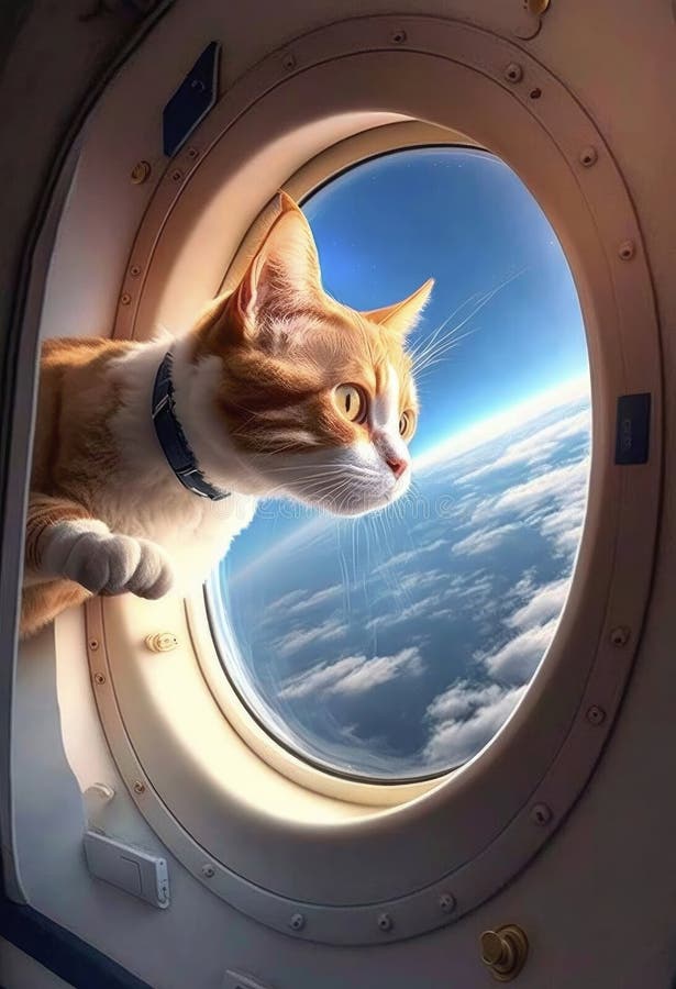 The Cat is Flying on a Plane. Stock Photo - Image of kitten, looking ...