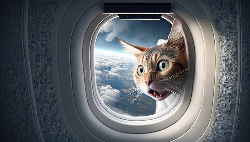 The Cat is Flying on a Plane. Stock Image - Image of traveller, journey ...