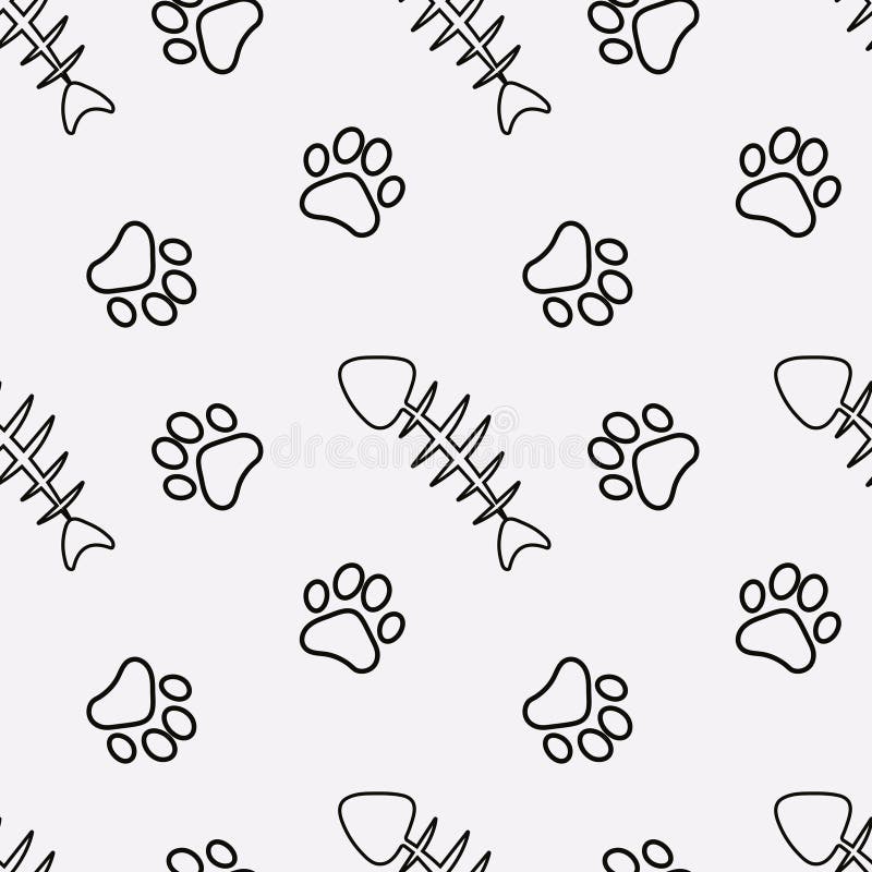 Cat Footprint Seamless Pattern Stock Illustration - Illustration of ...