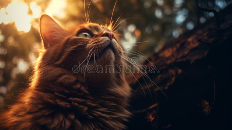 Cat in the Forest from Beneath Stock Illustration - Illustration of ...