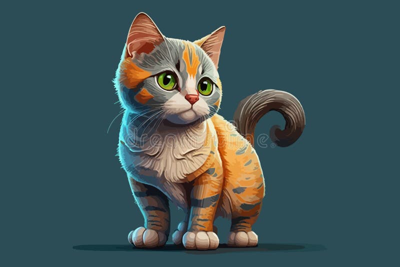 Cat Full Body Character Cartoon Vector Illustration Stock Vector ...