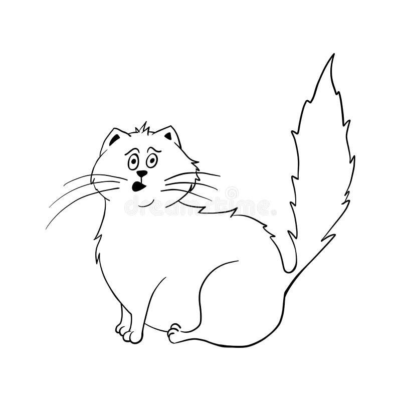 Cat. Funny Fat Doodle Cat. Clipart. Vector Illustration of a Cat ...