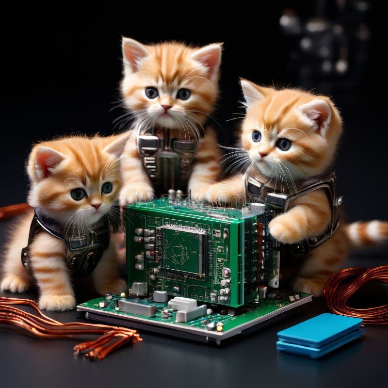 A Cat Futuristic Motherboard and Computer Board Chips Generative a Stock Illustration ...