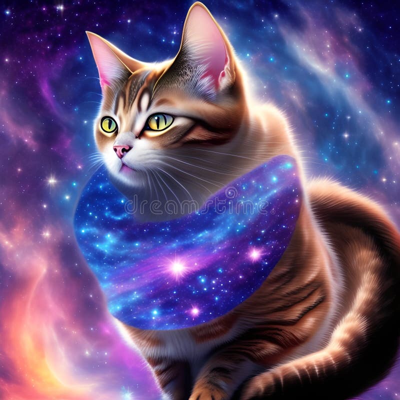 Cat in Galaxy, Generative AI Illustration Stock Illustration ...