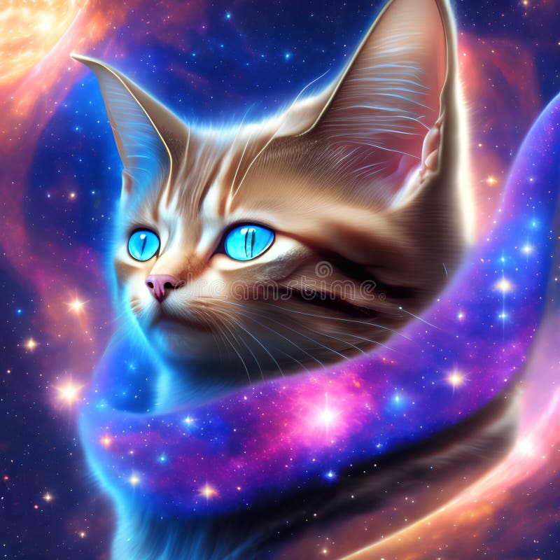 Cat in Galaxy, Generative AI Illustration Stock Illustration ...