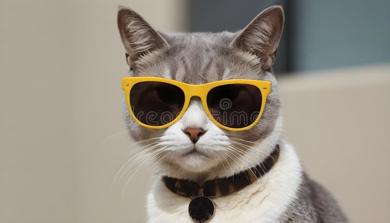 A Cat Getting Dressed for the Impending Summer and Donning Sunglasses ...