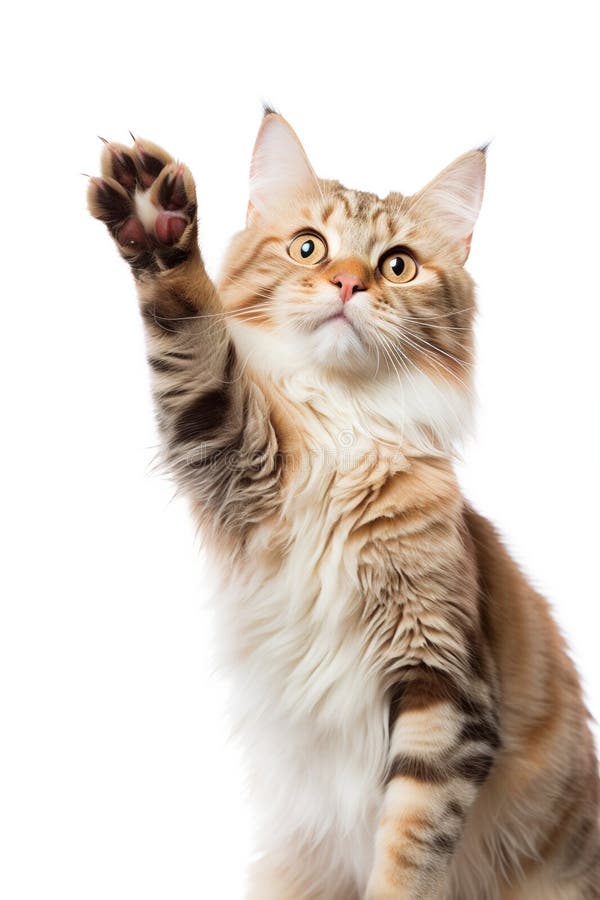Cat Giving High Five on White Background. Generative AI Stock Photo ...