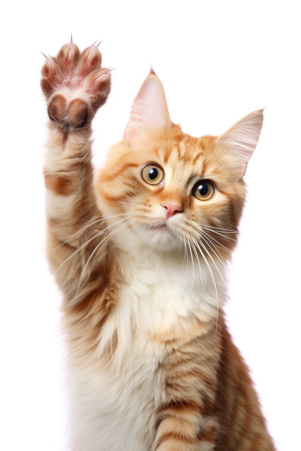 Cat Giving High Five on White Background. Generative AI Stock Image ...