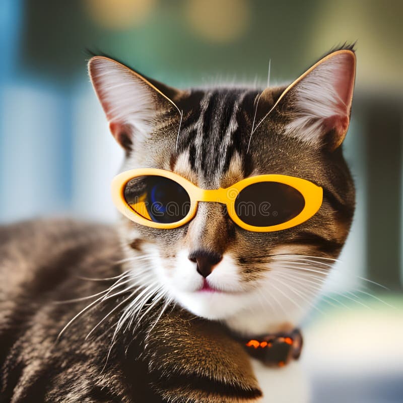 Cat with glasses stock illustration. Illustration of adorable - 279609064