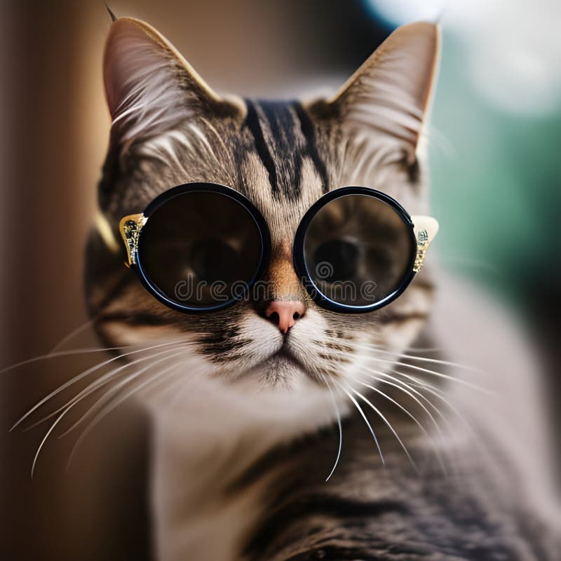 Cat with glasses stock illustration. Illustration of domestic - 279609079