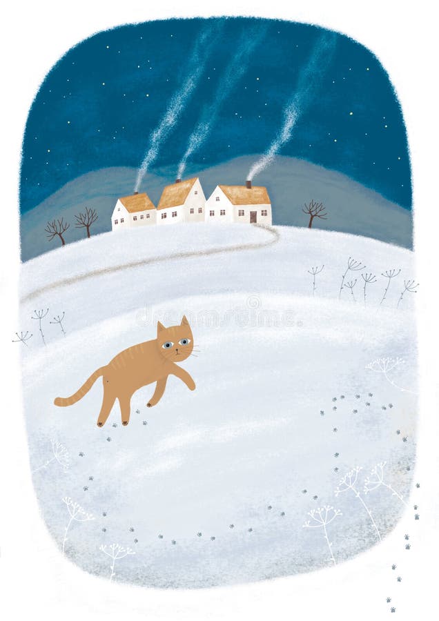 Cat going home stock photo. Image of xmas, cold, card - 135619314