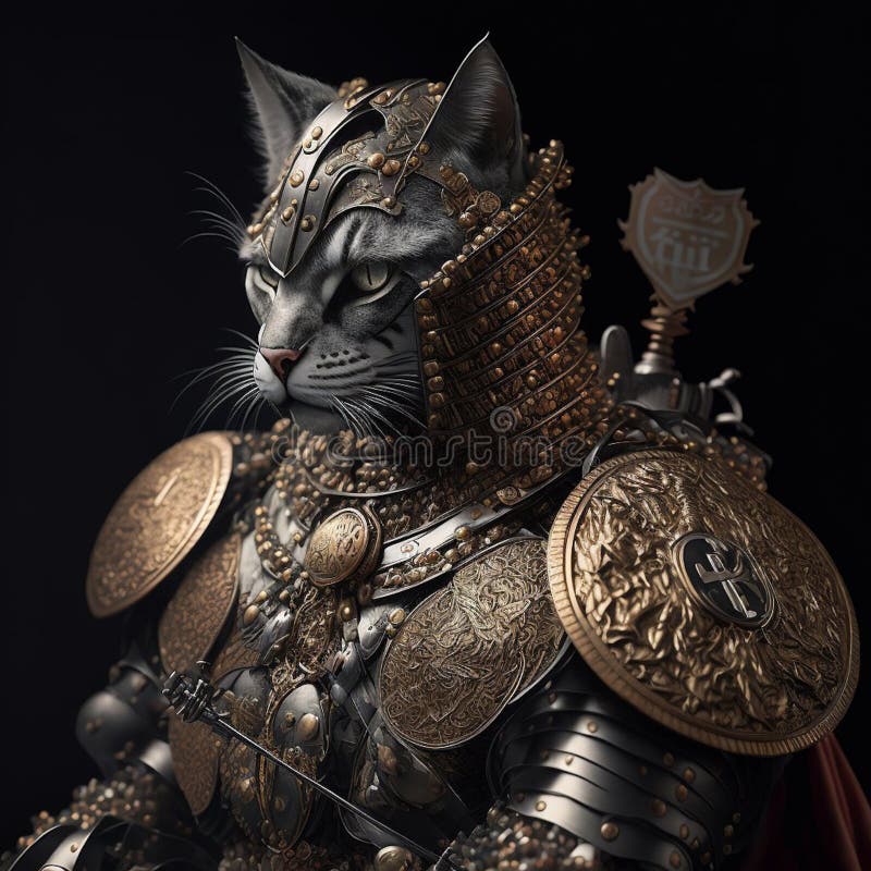 A Cat with a Gold Chain and a Necklace on it Stock Illustration ...