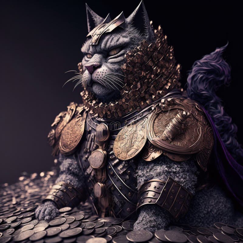 A Cat with a Gold Chain and a Necklace on it Stock Illustration ...