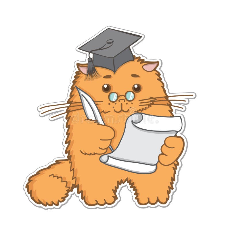 Cat is a graduate stock illustration. Illustration of background - 32423252