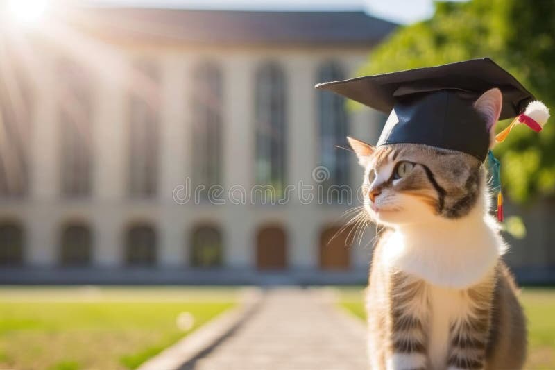 A Cat in a Graduates Hat. University Graduate Stock Illustration ...