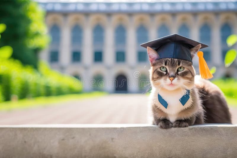 A Cat in a Graduates Hat. University Graduate Stock Illustration ...