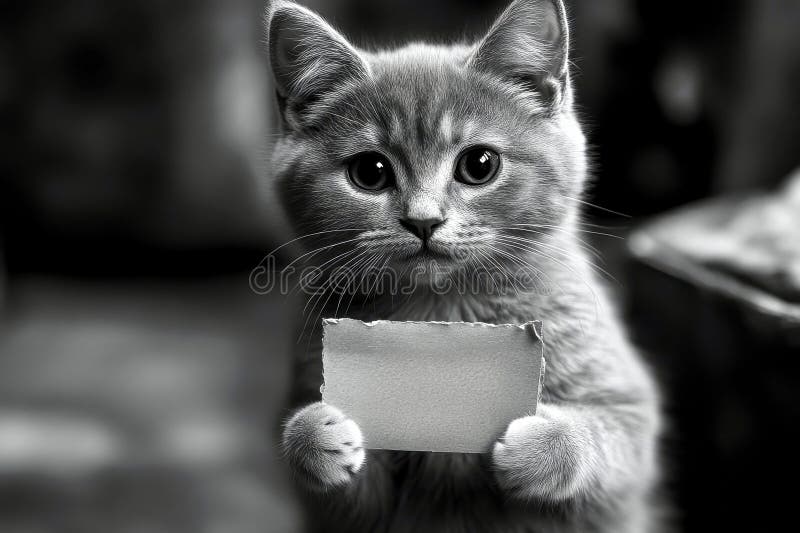 Funny Guilty Cat Holding Blank Sign for Text or Message Stock Photo ...