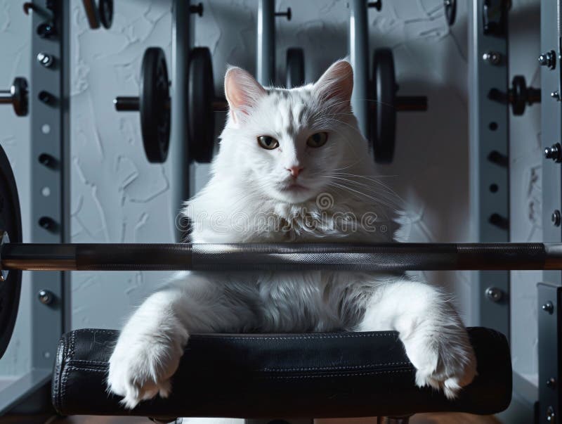 A Cat in the Gym Lies on the Exercise Machine. Artificial Intelligence ...