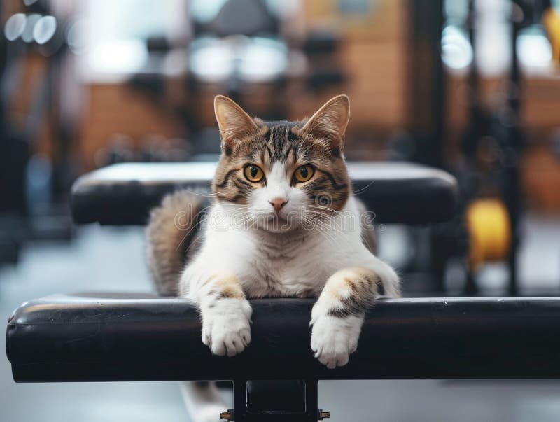 A Cat in the Gym Lies on the Exercise Machine. Artificial Intelligence ...