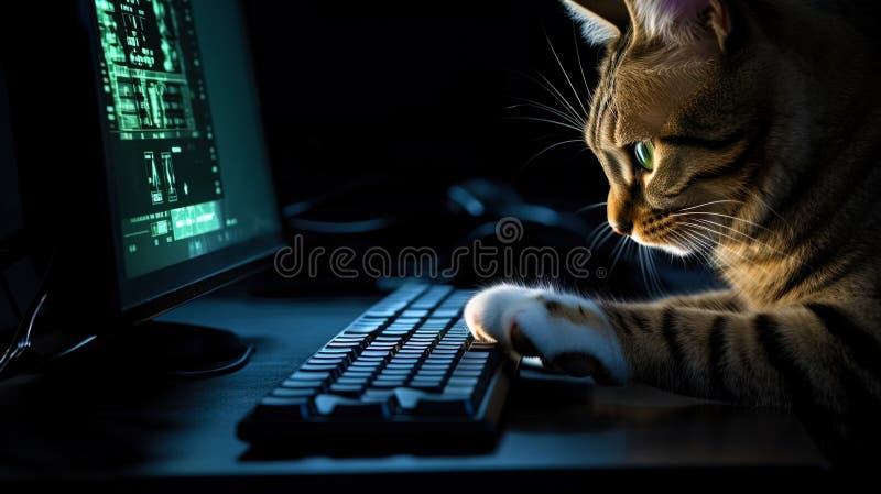 The Cat Hacker, Which Prints on the Keyboard with a Serious Expression ...