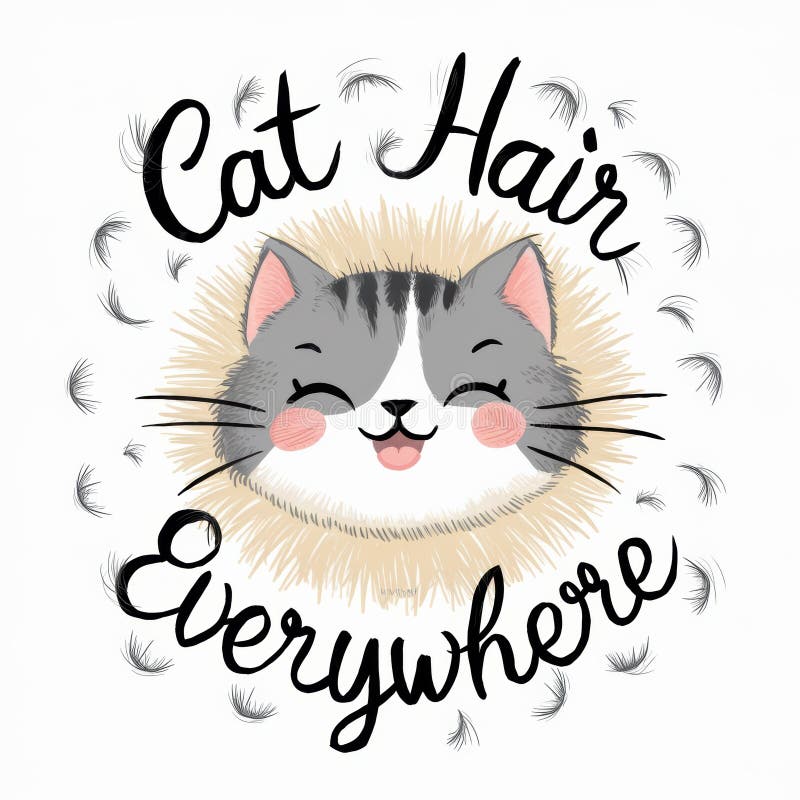 A Cat Hair is Shown with the Words, Cat Hair Everywhere , AI Stock ...