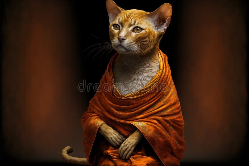 Cat Hari Krishna Monk Illustration Generative Ai Stock Illustration ...