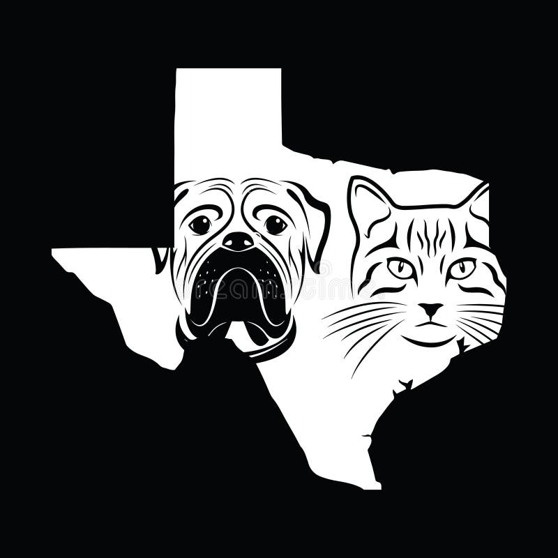 Cat Head and Dog Head in Texas Map. Vector Stock Vector - Illustration ...