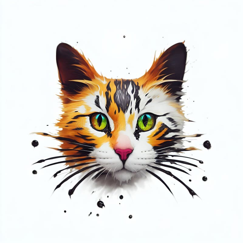 Cat Head Illustration. Created Using Generative AI Stock Illustration ...