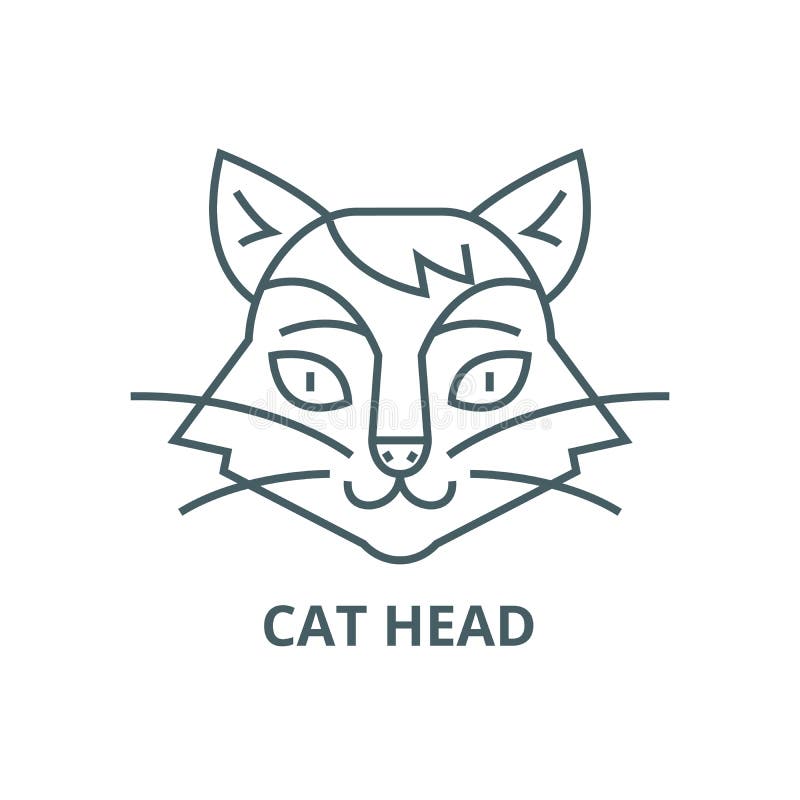 Cat Head Line Icon, Vector. Cat Head Outline Sign, Concept Symbol, Flat ...