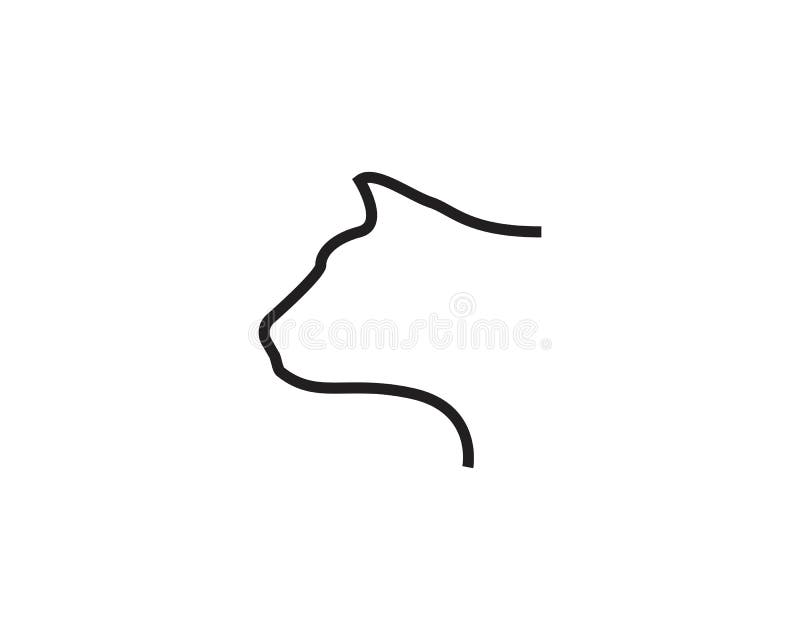 Cat Head Line Vector Illustration Stock Vector - Illustration of sweet ...