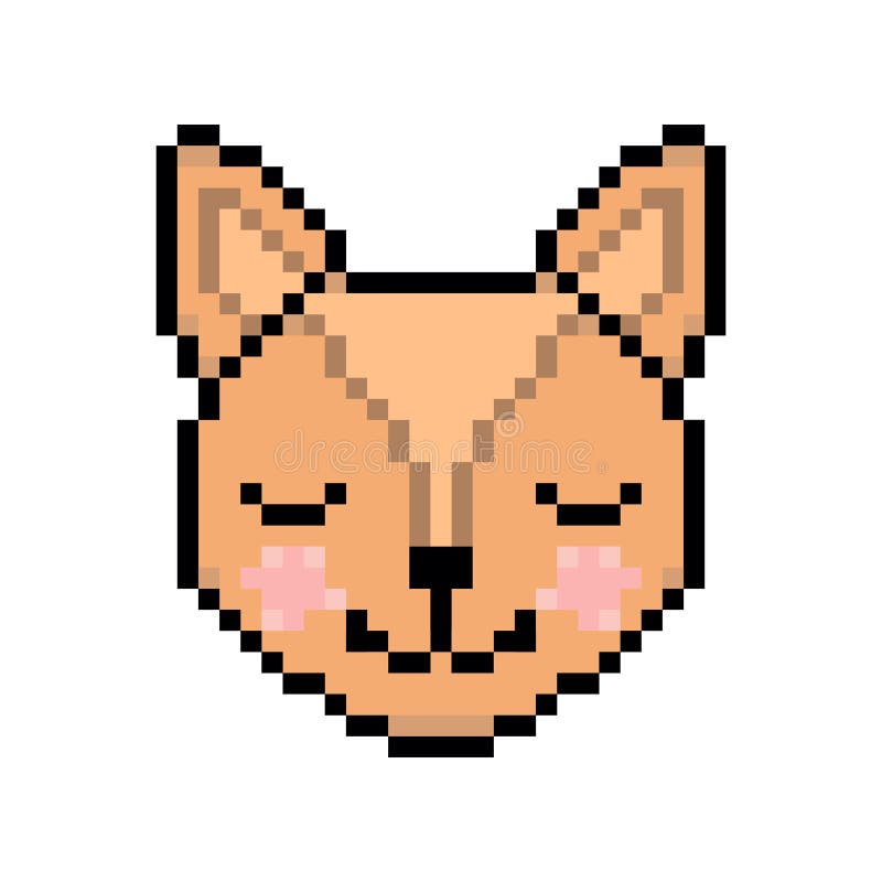 Cat Head in Pixel Art Style Stock Vector - Illustration of cartoon ...